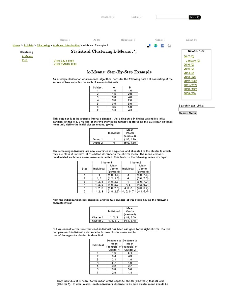 Step by Step K Means Example | PDF | Cluster Analysis | Algorithms And ...