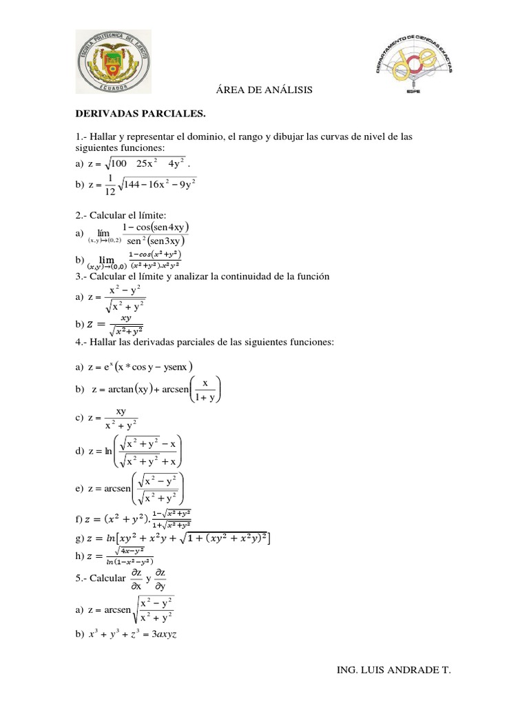 Ejercicios de Derivadas Parciales | PDF | Tangente | Geometria plana)