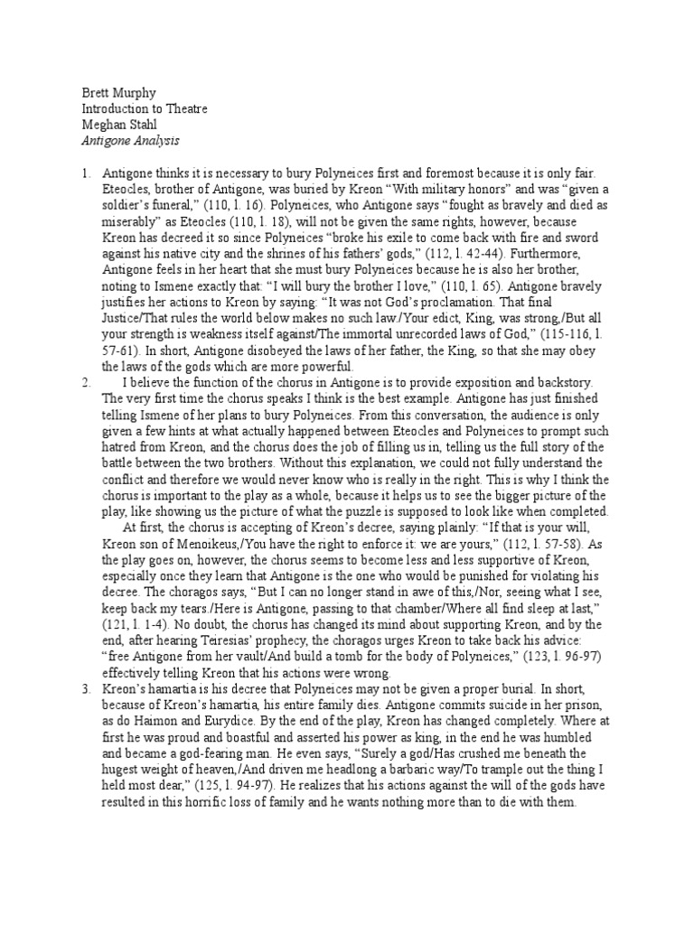 Antigone Analysis | PDF