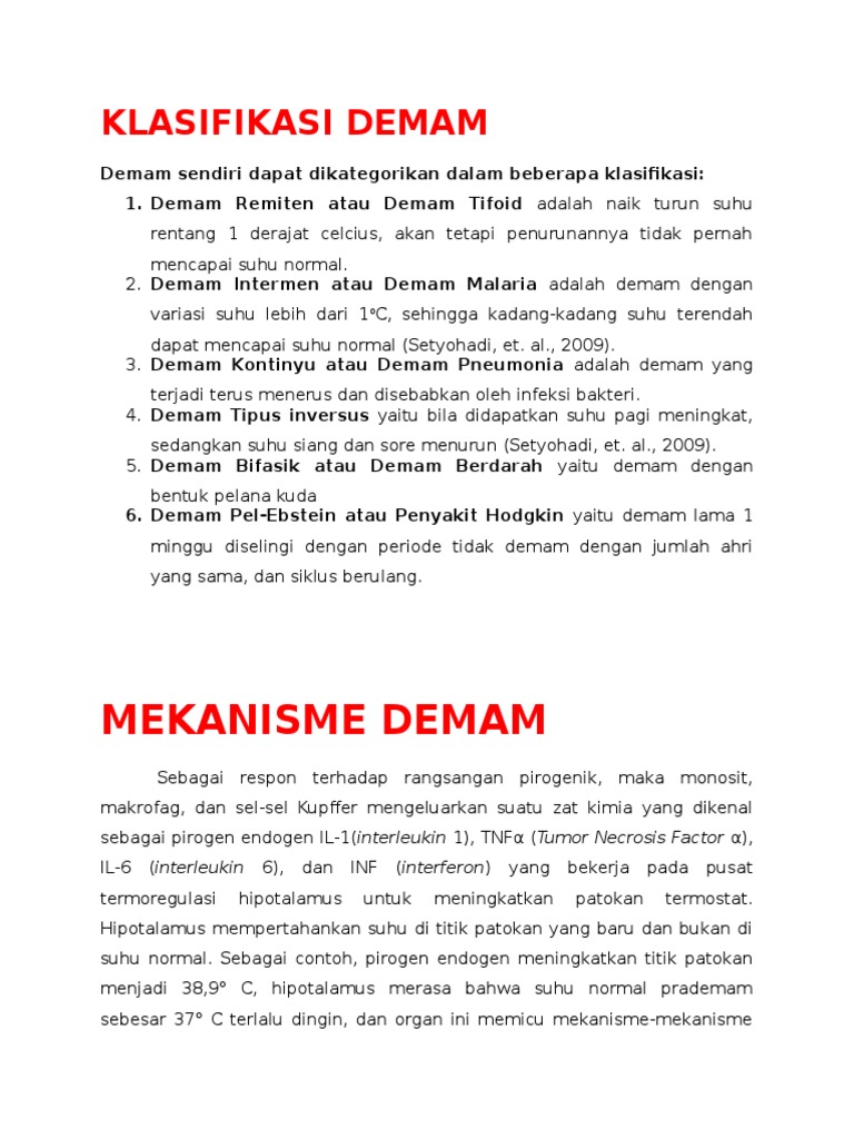 Klasifikasi Demam | PDF