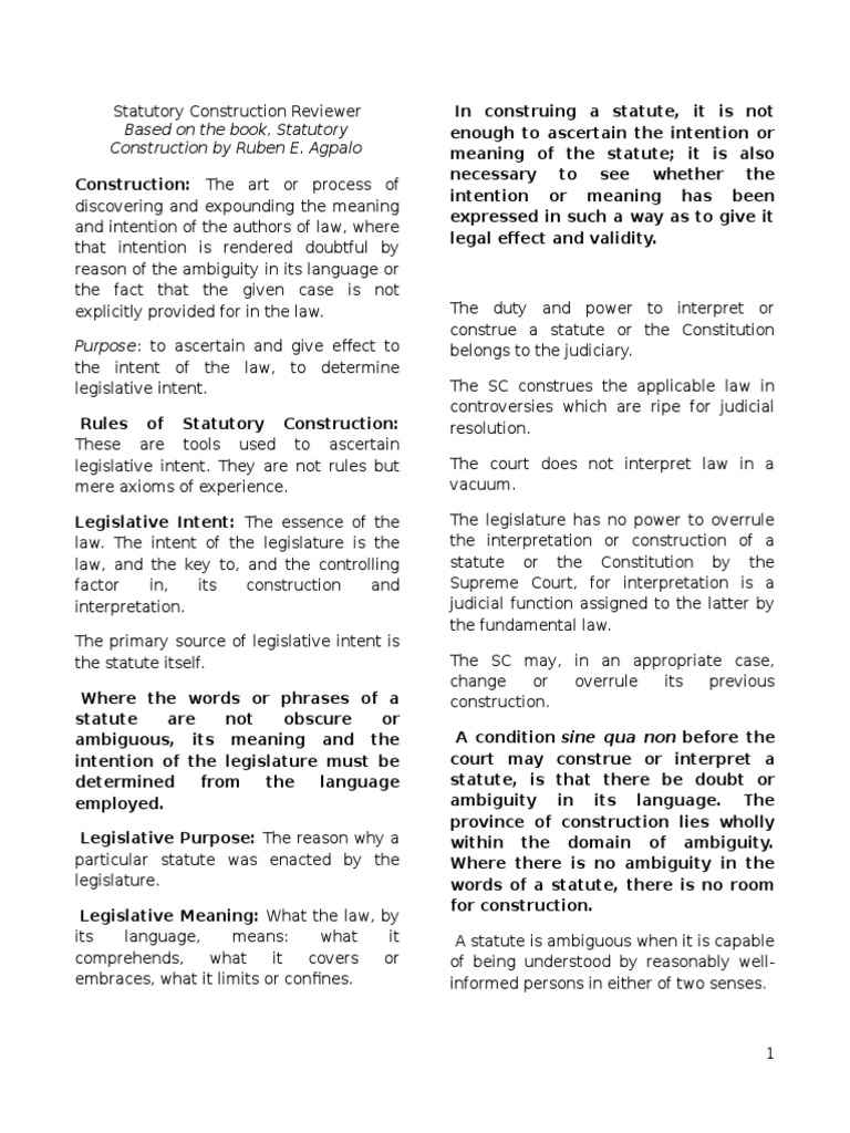 Based On The Book, Statutory Construction by Ruben E. Agpalo | PDF ...
