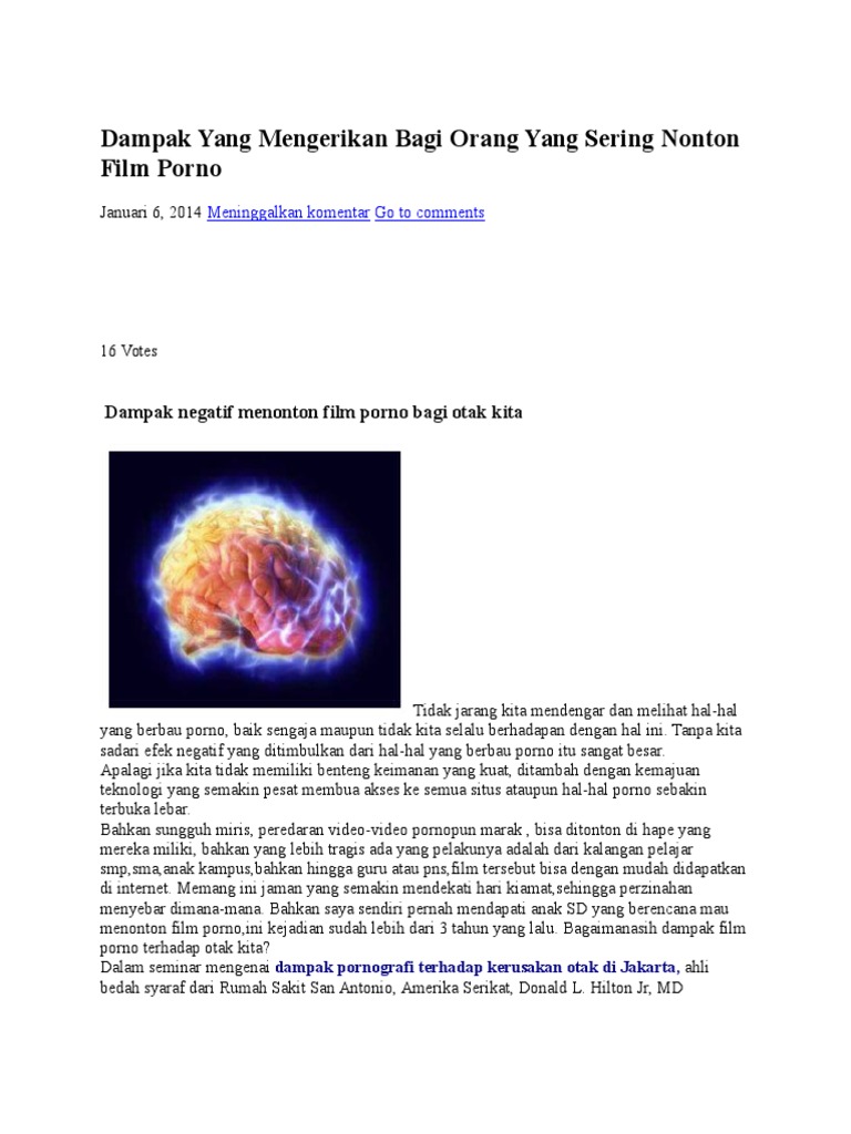 Dampak Yang Mengerikan Bagi Orang Yang Sering Nonton Film Porno Anak Usia Dini | PDF