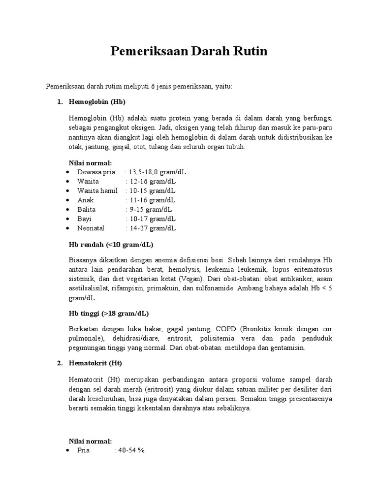 Pemeriksaan Darah Rutin | PDF