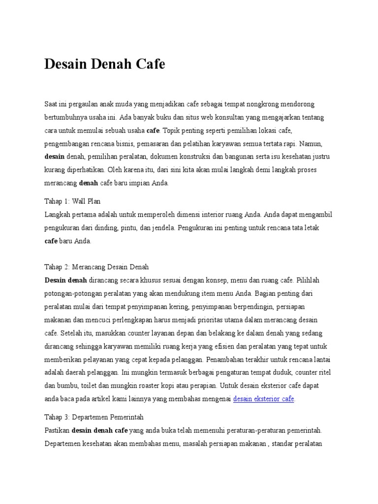 Desain Denah Cafe | PDF