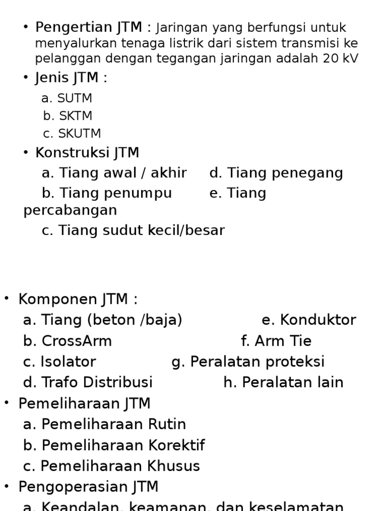 Pengertian dan Komponen JTM Listrik | PDF