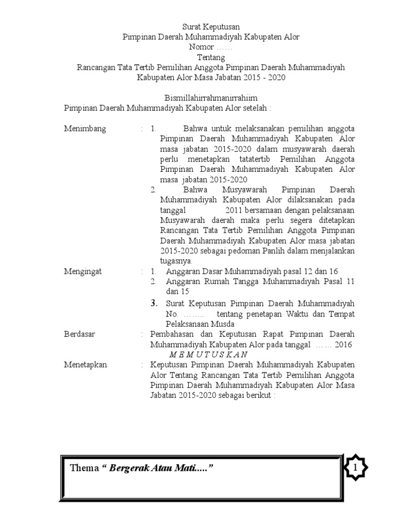 SK Rancangan Tatib Musda | PDF | Pengelolaan Keuangan & Uang