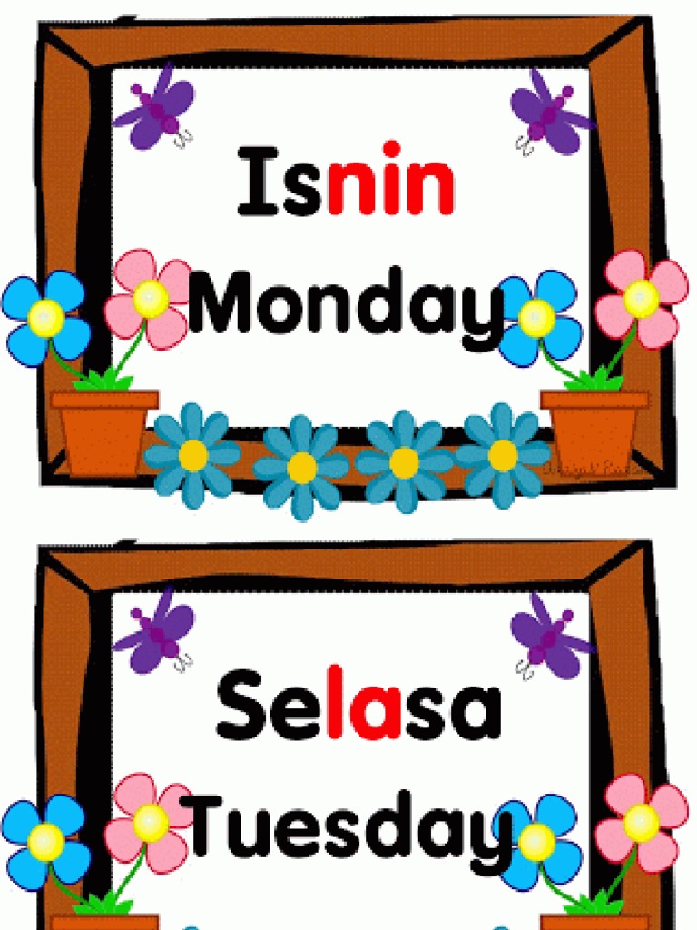 softcopy hari dalam seminggu