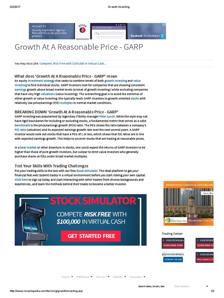 Growth at A Reasonable Price - GARP Growth at A Reasonable Price - GARP ...
