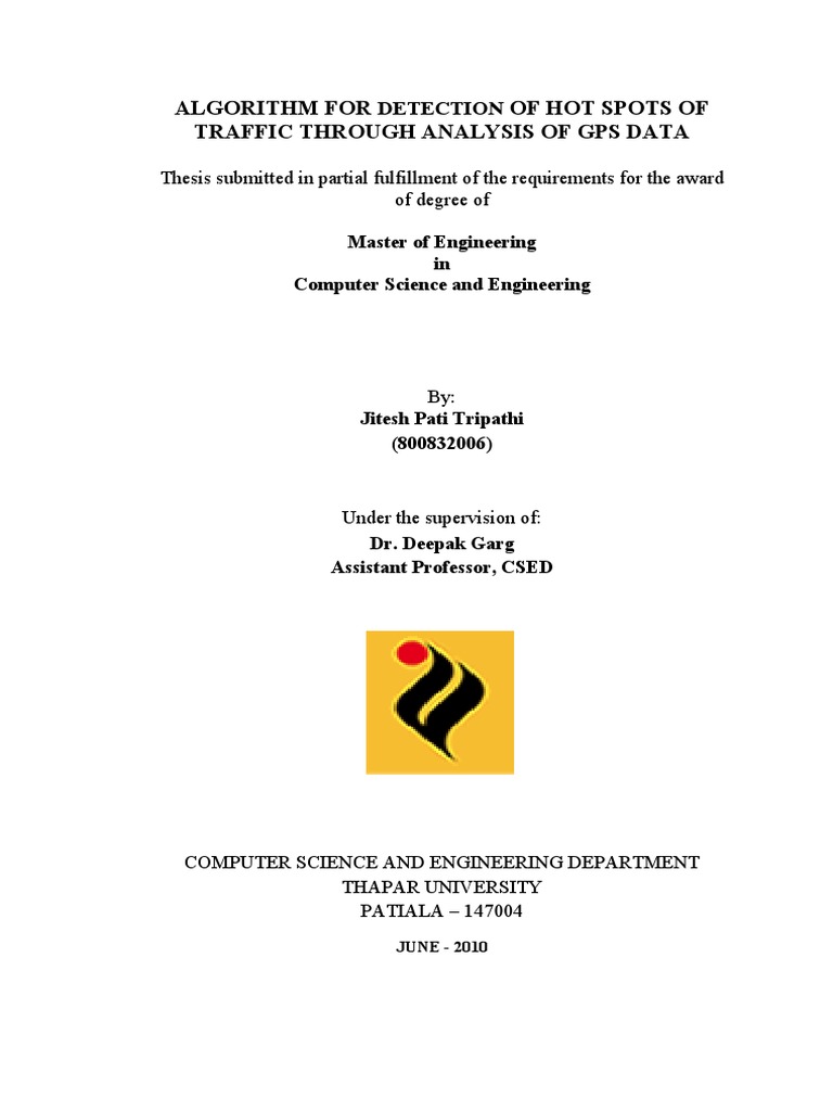 THESIS Algorithm For Detection of Hot Spots of Traffic Through Analysis ...