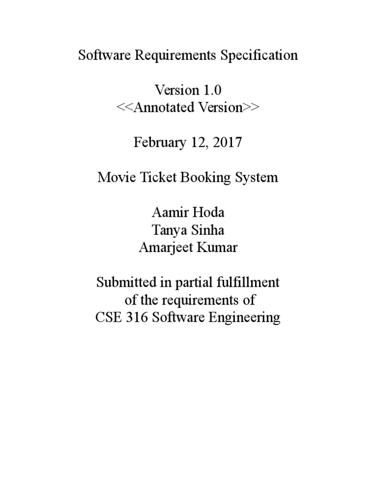 SRS - Movie Ticket Booking System | PDF | Use Case | Web Page