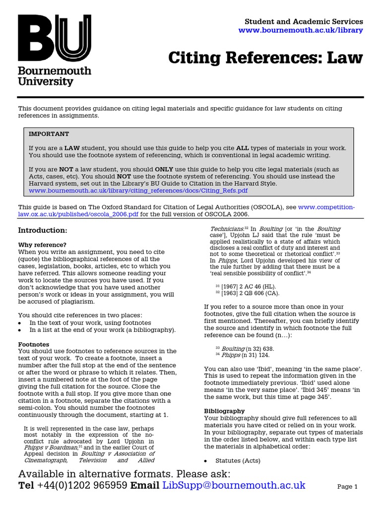 Footnote Guidance (Legal Aspect in Business) | Case Citation | Citation