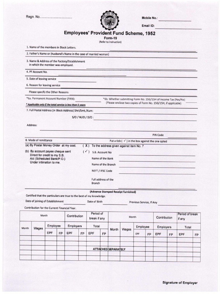 PF Withdrawal Process & Form 158G & Declaration | PDF
