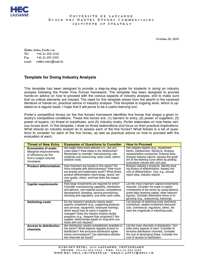 Industry Analysis Template Guide | PDF | Competence (Human Resources ...