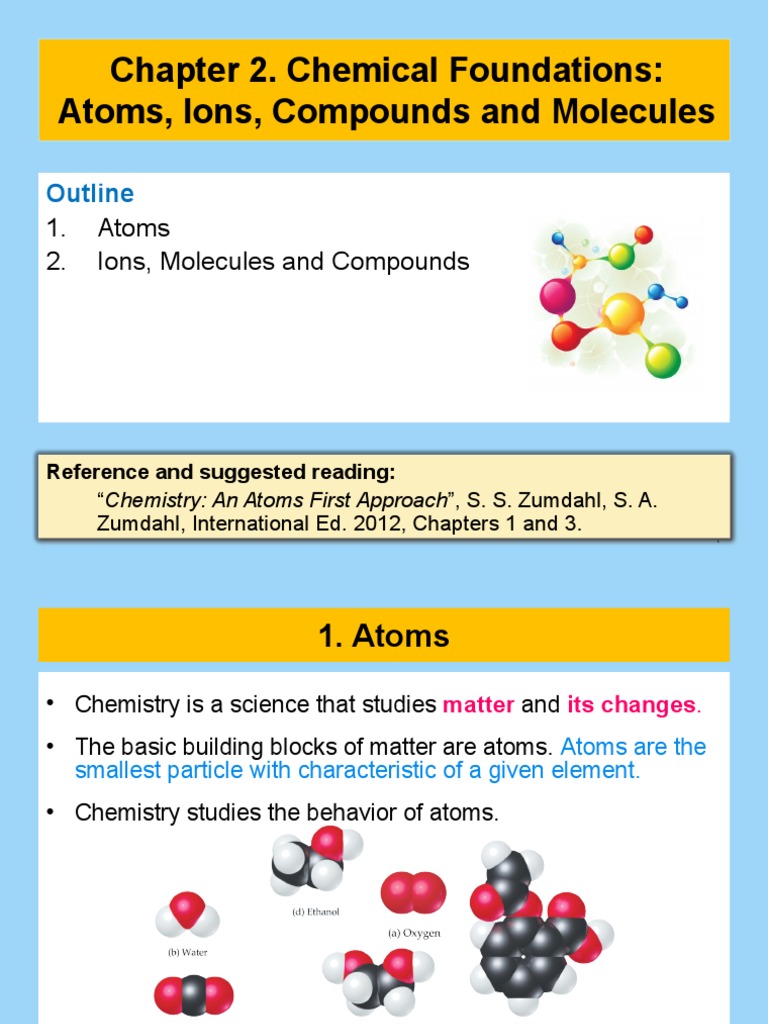 Chapter 2. Chemical Foundations: Atoms, Ions, Compounds and Molecules ...