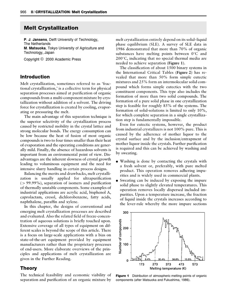 Melt Crystallization | Download Free PDF | Crystallization | Phase (Matter)