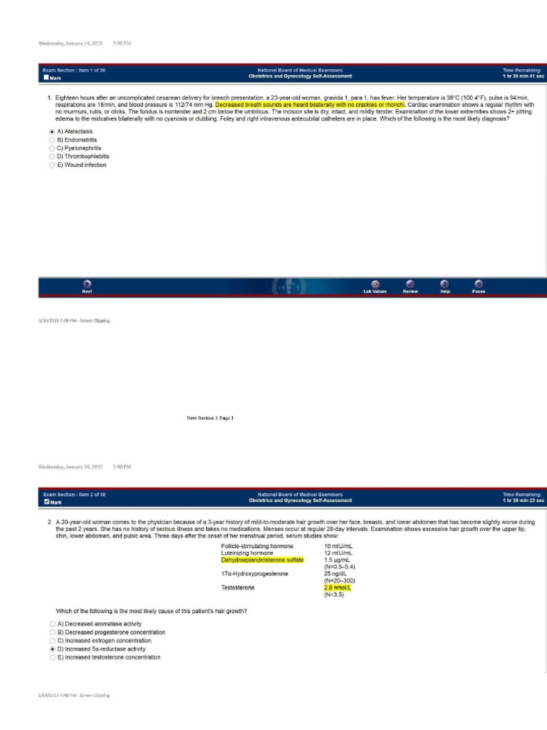 Nbme Obgyn Searchable Answered | PDF | Childbirth | Menstruation