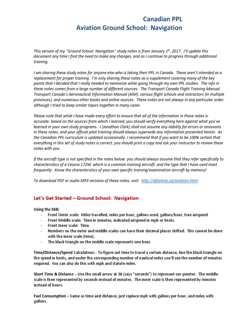 Canadian PPL Navigation Study Notes | PDF | Transponder (Aeronautics ...