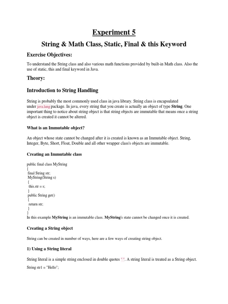 Experiment5 Lab5 Pdf String Computer Science Method Computer Programming 