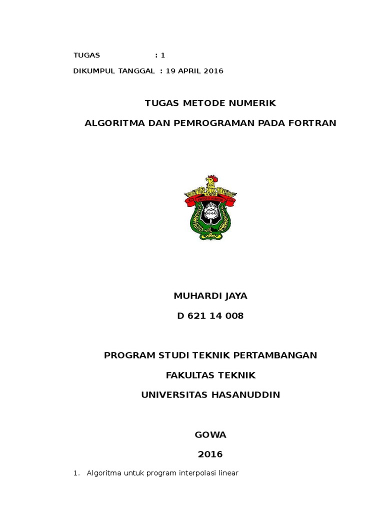 Tugas Fortran | PDF | Metode & Bahan Ajar | Komputer