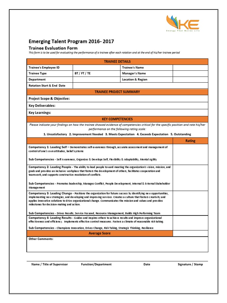 Trainee Rotation Evaluation Form - Final | PDF | Competence (Human ...