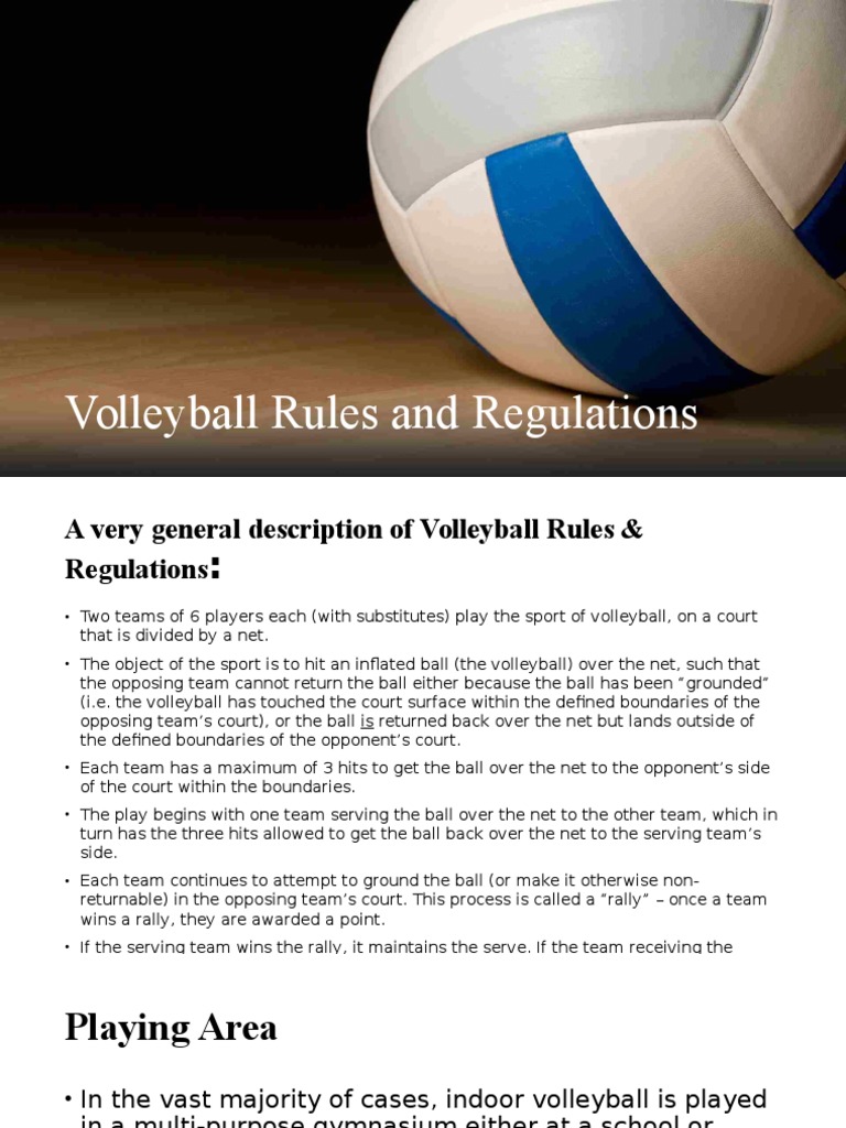 Volleyball Rules and Regulation | PDF | Volleyball | Games Of Physical ...