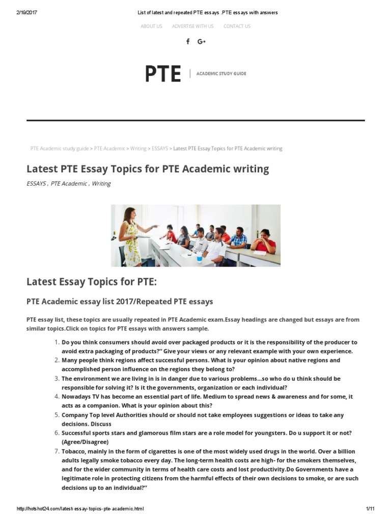 List of Latest and Repeated PTE Essays | PDF | Teachers | Leadership