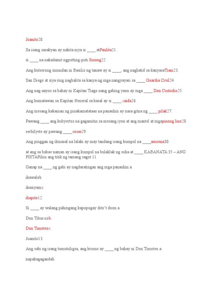 El Filiusterismo Exam 1 | PDF