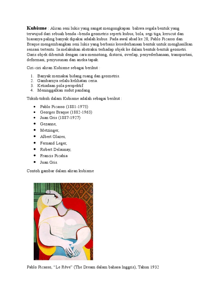 Kubisme: Seni Geometris Abstrak Picasso | PDF | Seni