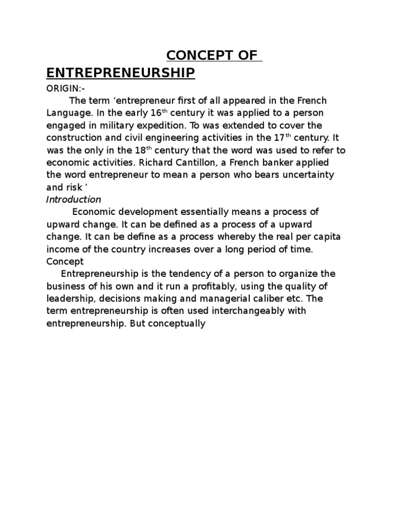 Concept of Entrep | PDF