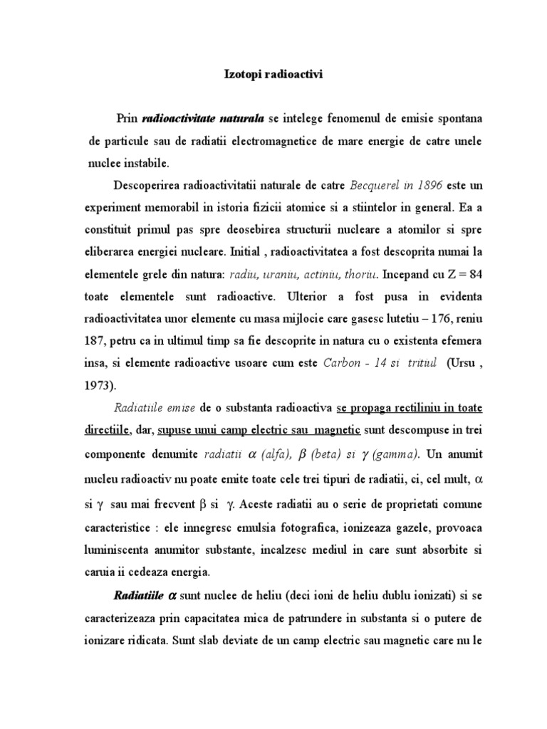 Izotopi Radioactivi | PDF