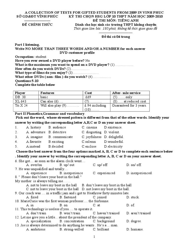 A Collection of Tests For Gifted Students From 2009 in Vinh Phuc | PDF ...