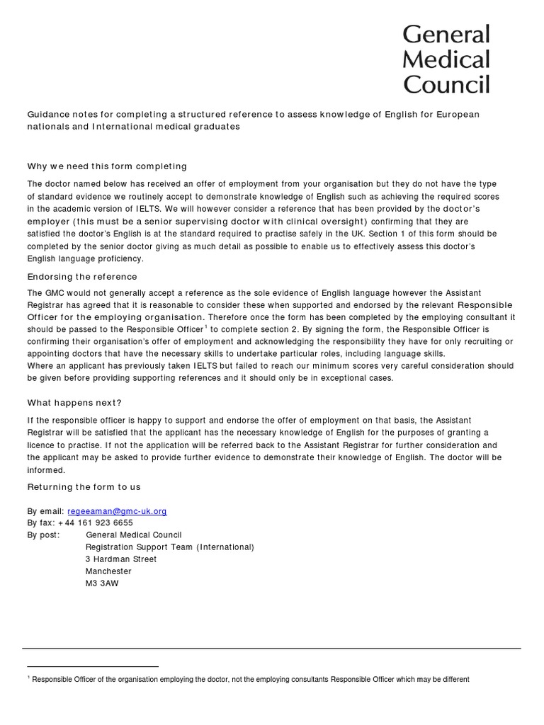 Template Form EEA English Language Reference For Applicant With UK Job ...