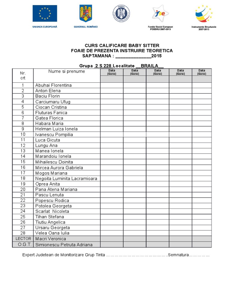 Tabel Prezenta | PDF