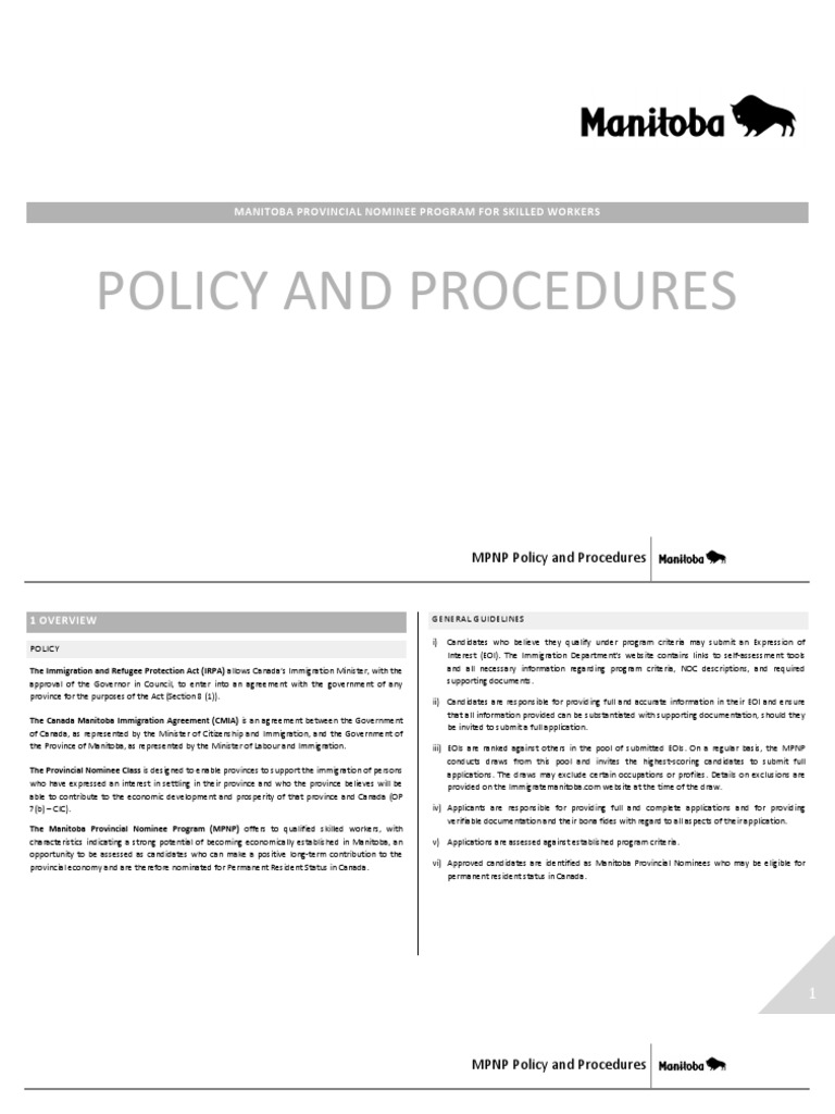 MPNP Policy Guidelines Public | Download Free PDF | Employment ...