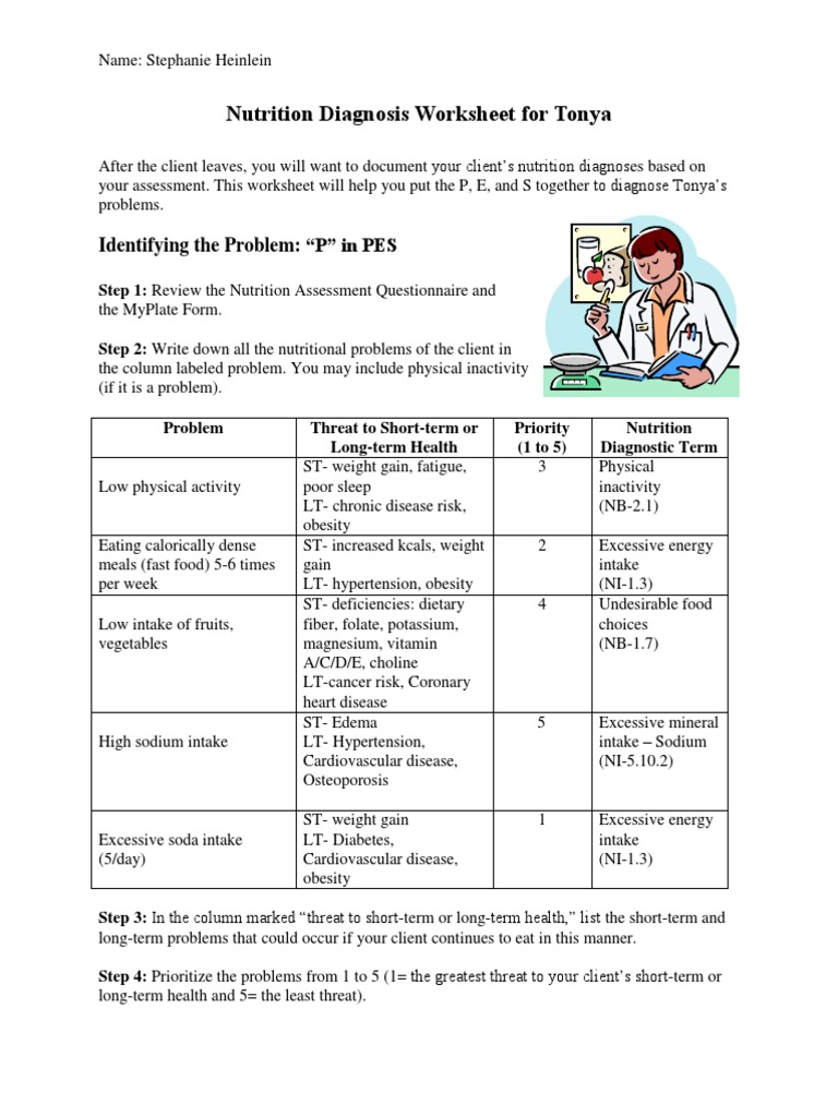 Case Study Nutrition Diagnosis Worksheet | PDF | Nutrition | Diet ...