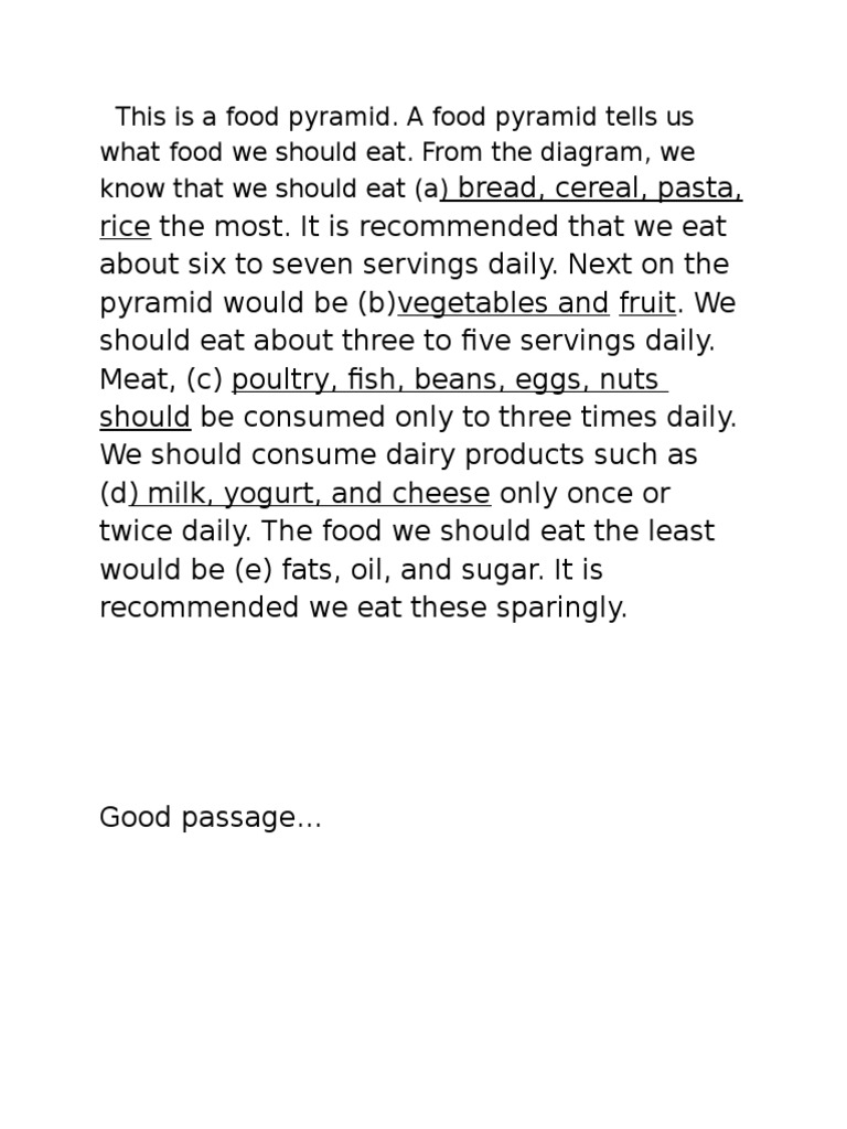 This Is A Food Pyramid. A Food Pyramid Tells Us What Food We Should Eat ...