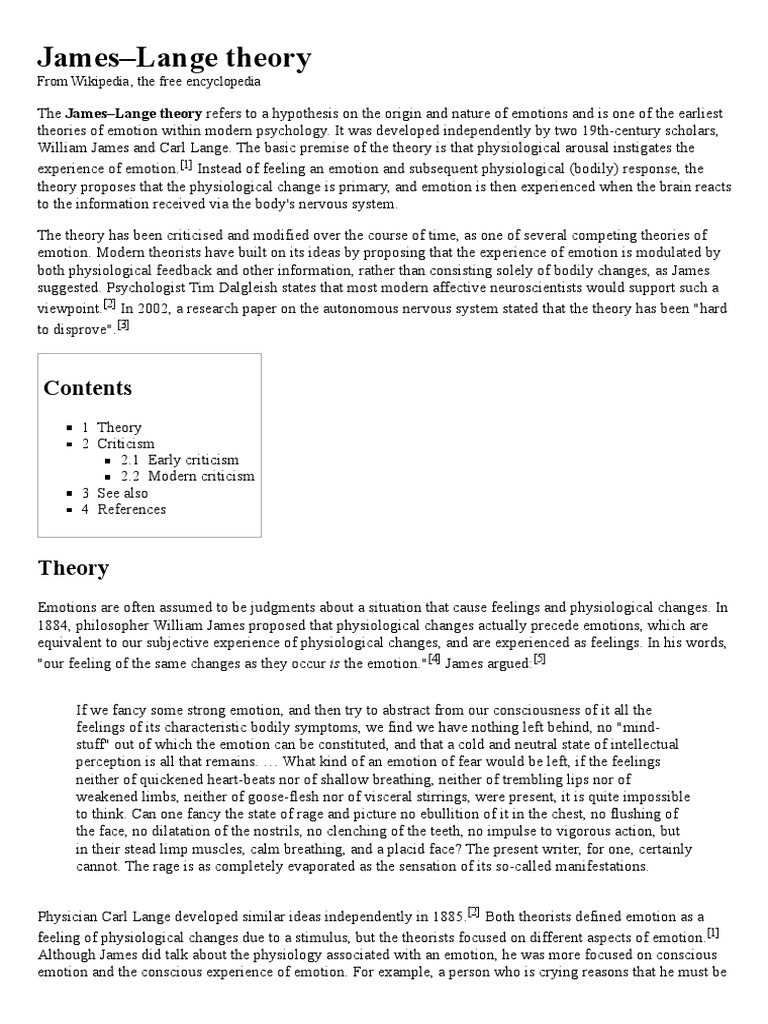 James Lange Theory | PDF | Emotions | Metaphysics Of Mind
