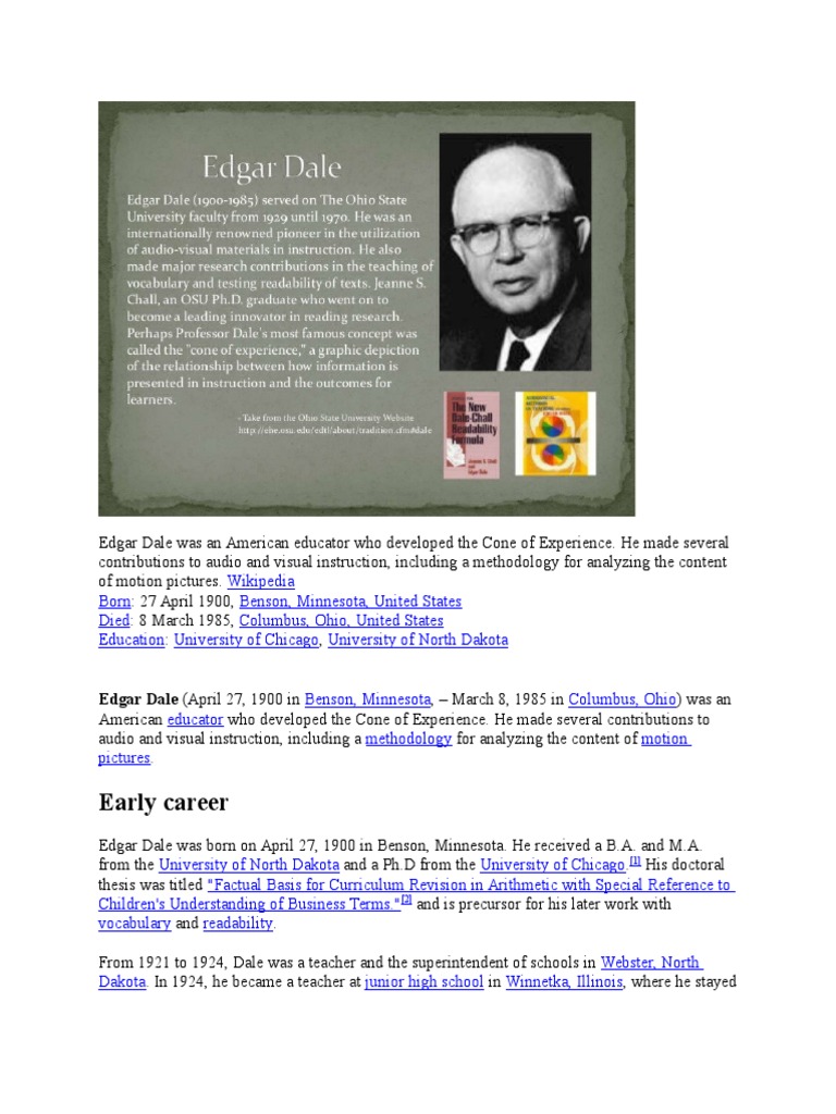Edgar Dale | PDF | Teaching | Cognitive Science