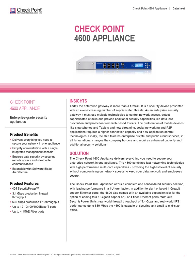 4600 Appliance Datasheet | PDF