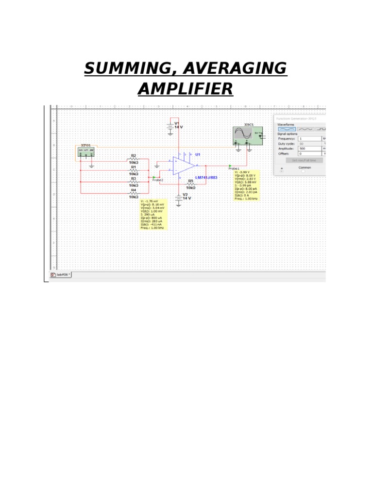Design and Applications of Summing and Averaging Amplifiers for Unity ...