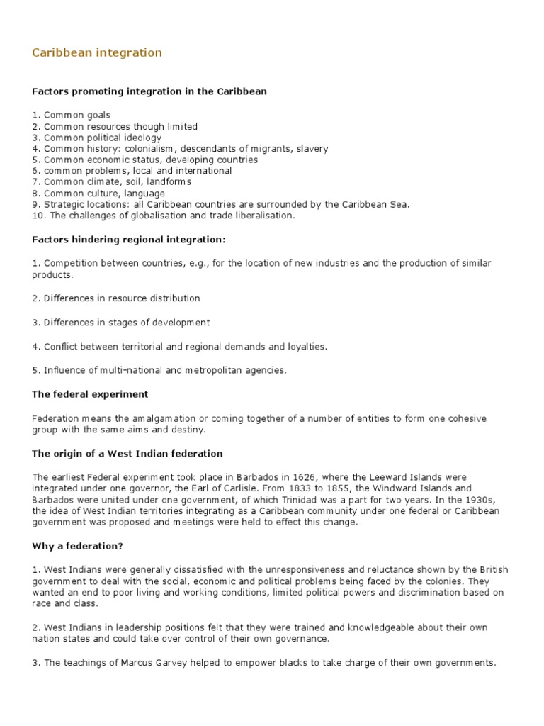 Caribbean Integration | PDF