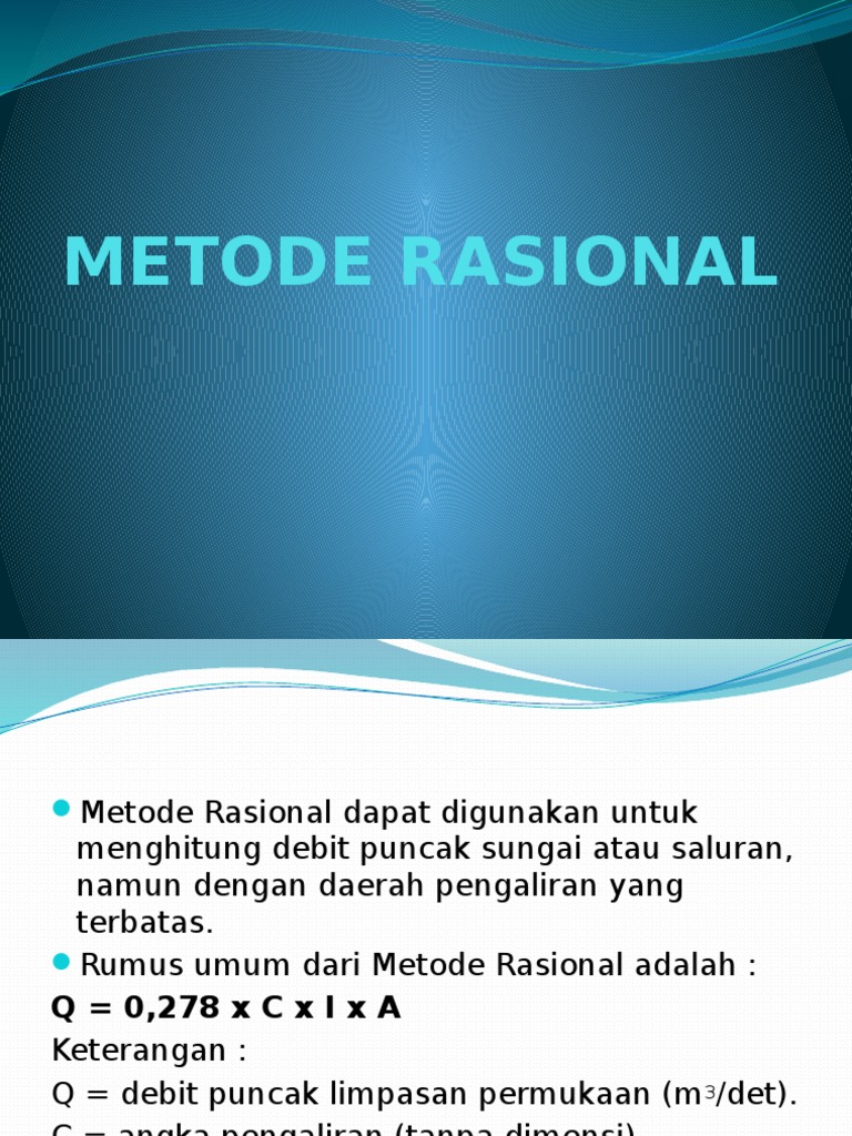 Rumus Metode Rasional dan Kirpich | PDF | Metode & Bahan Ajar