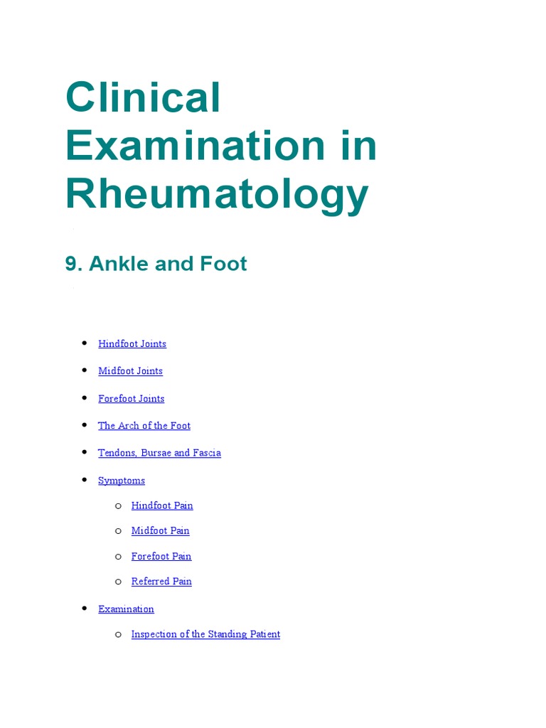 Clinical Examination of Ankle and Foot | PDF | Foot | Toe