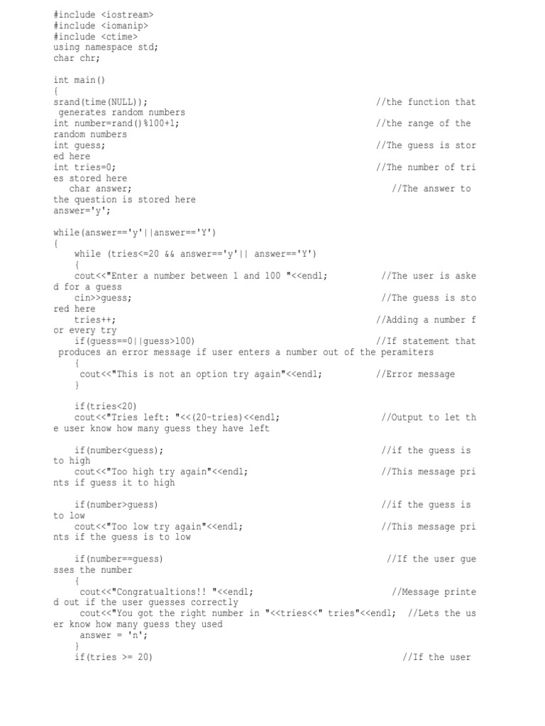 Game in C++ Using Random Function | PDF | Computer Programming | Computing