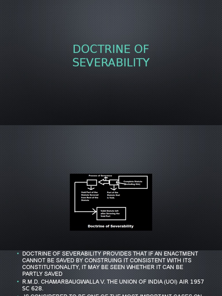 Doctrine of Severability | PDF | Constitutionality | Social Institutions