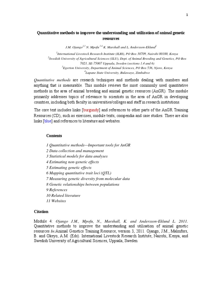Quantitative Methods | PDF | Quantitative Trait Locus | Statistics