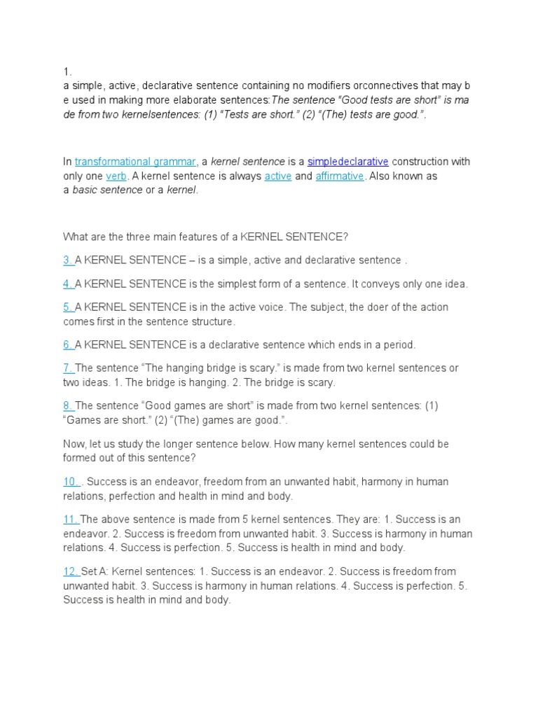 Kernel Sentences | PDF | Communication | Semiotics