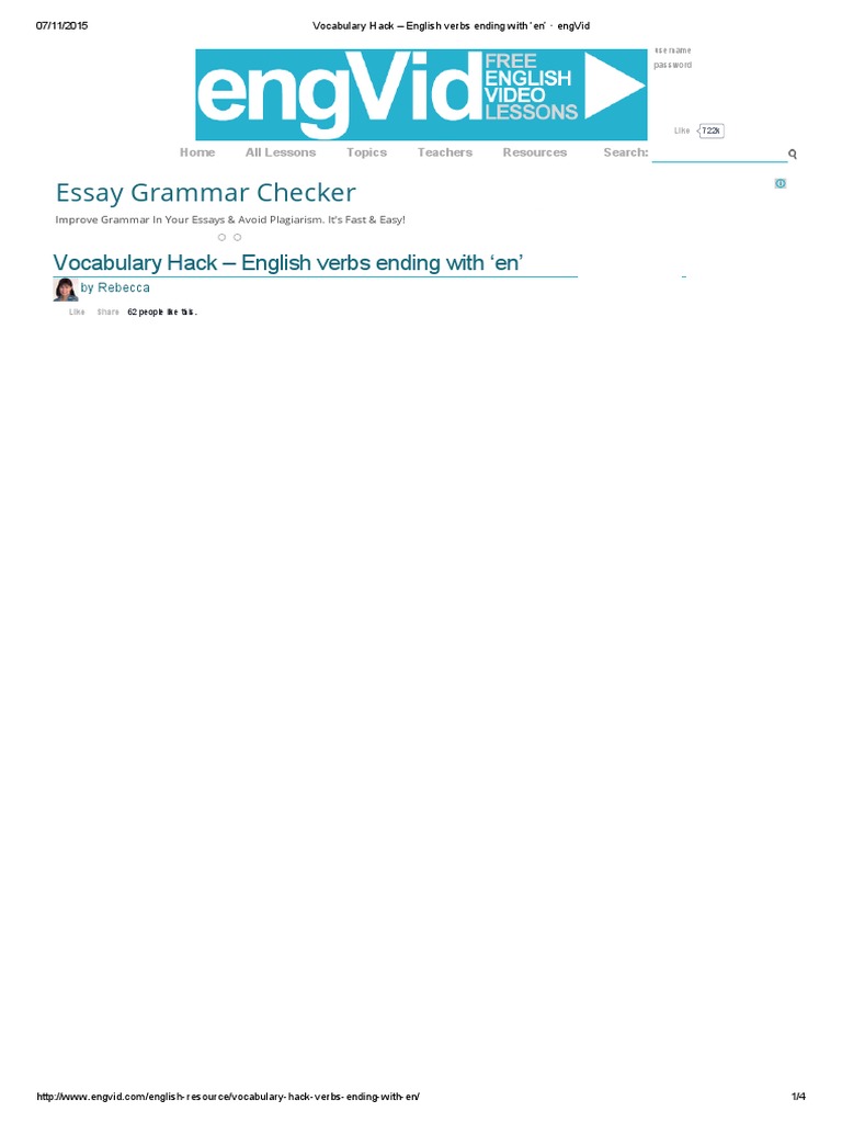 Vocabulary Hack - English Verbs Ending With En' EngVid | PDF | English ...