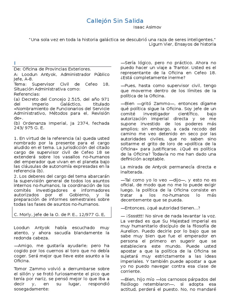 Asimov - Callejon Sin Salida | PDF | Science | Verdad