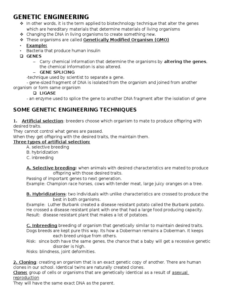 Genetic Engineering Handouts | PDF | Genetic Engineering | Plant Breeding